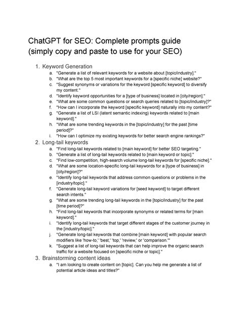 Chat Gpt Seo Prompts Guide By Diego Davila Chatgpt For Seo Complete Prompts Guide Simply