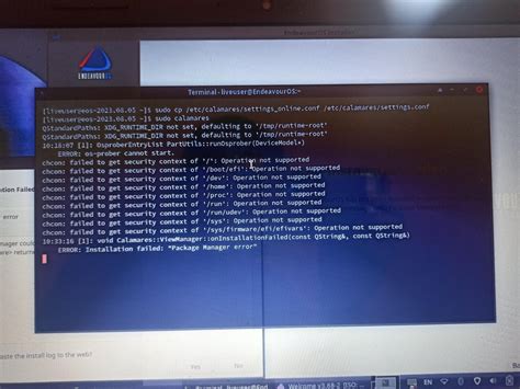Installation Failed Package Manager Error Rendeavouros