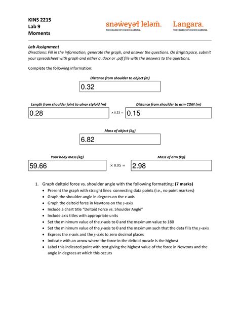 Lab 9 Assignment Lab Kins 2215 Lab 9 Moments Lab Assignment