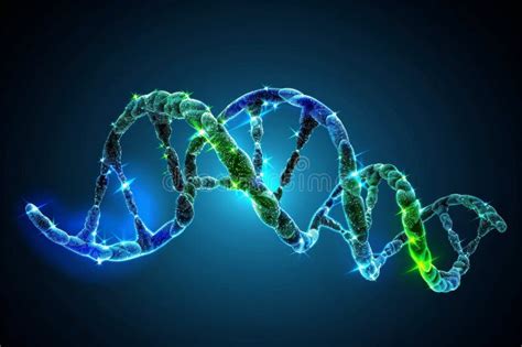 Abstract Glowing Dna Strand Blue And Green Hues Futuristic Biotechnological Concept Digital