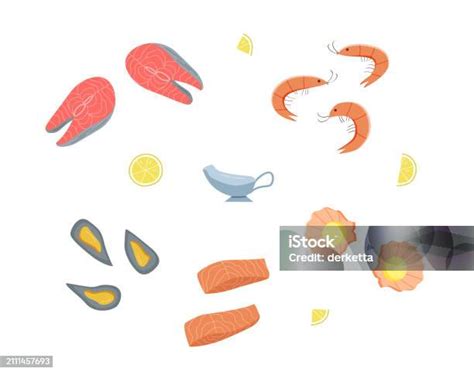 해산물 아이콘 요소 바다 진미와 바다 요리의 벡터 그림입니다 갑각류에 대한 스톡 벡터 아트 및 기타 이미지 갑각류 개체 그룹 건강한 식생활 Istock