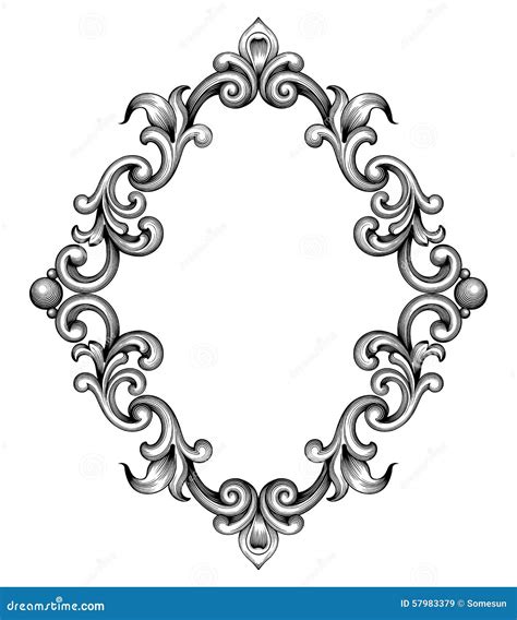Vintage Baroque Frame Engraving Scroll Ornament Vector CartoonDealer Com 57983379