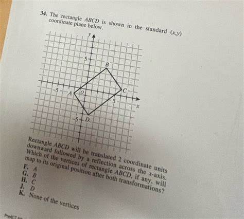 solved 34 the rectangle abcd is shown in standard x y coordinate