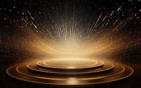 Premium Ai Image Stage Shaped Golden Particle Background