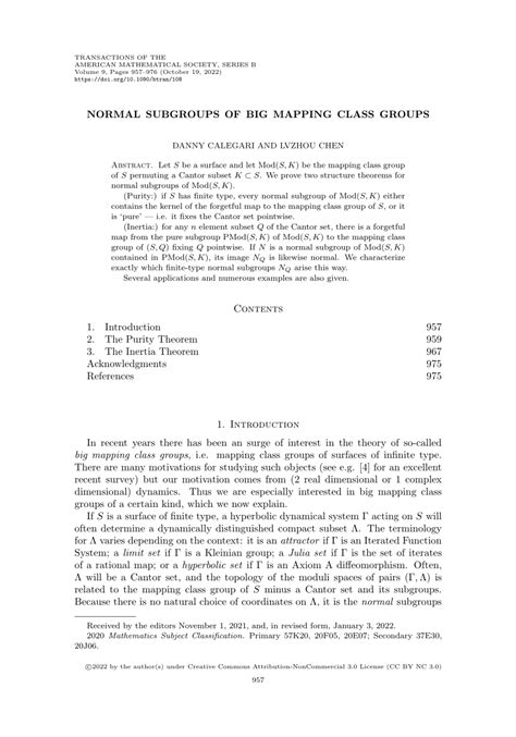 Pdf Normal Subgroups Of Big Mapping Class Groups