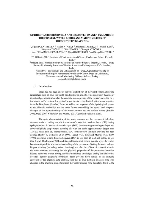 Pdf Nutrients Chlorophyll A And Dissolved Oxygen Dynamics In The Coastal Water Bodies And
