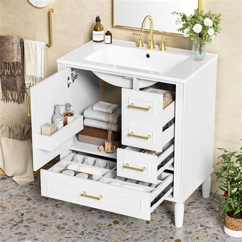 Tiramisubest 30 Bathroom Vanity With Ceramic Sink With Built In