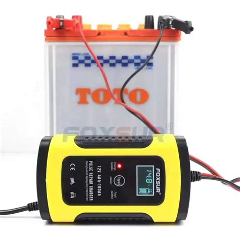 Foxsur 12v 5a 자동 자동차 배터리 충전기 전원 펄스 수리 충전기 Suv Lcd 디스플레이에 대 한 젖은 건조 리드 산