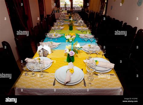 Table Setting View Stock Photo Alamy