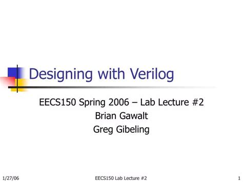 PPT Designing With Verilog PowerPoint Presentation Free Download ID
