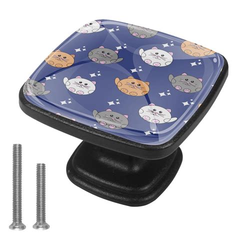 4 Pcs Cabinet Handle Drawer Pulls Cats Knobs With Screws Square