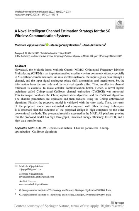 A Novel Intelligent Channel Estimation Strategy For The G Wireless Communication Systems