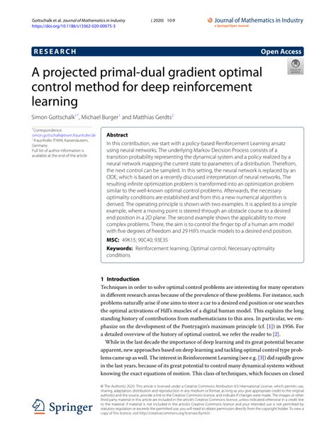 Pdf A Projected Primal Dual Gradient Optimal Control Method For Deep