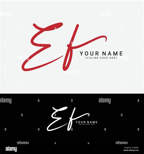 E F EF Initial Letter Logo Alphabet EF Handwritten Signature Logo Stock Vector Image Art