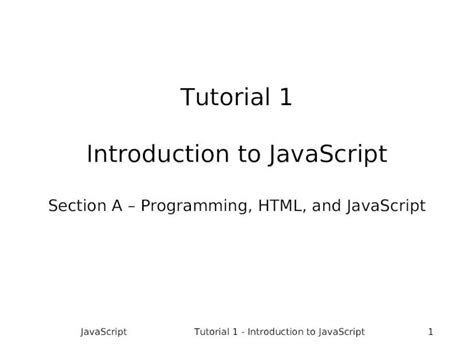 ppt javascript tutorial 1 introduction to javascript1 tutorial 1