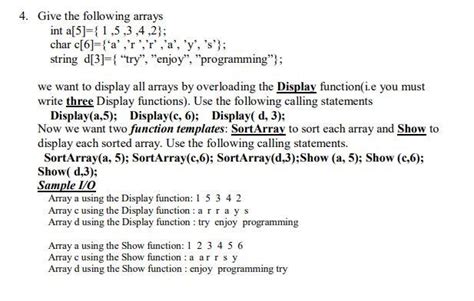 Solved 4 Give The Following Arrays Int A 5 15342