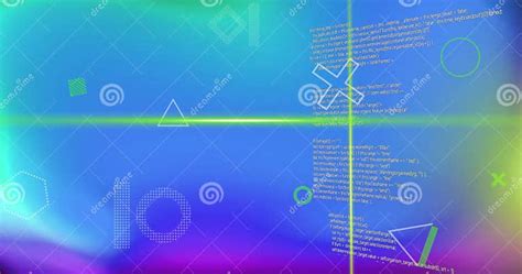 Image Of White Shapes And Green Scanner Beams Over Data Processing On