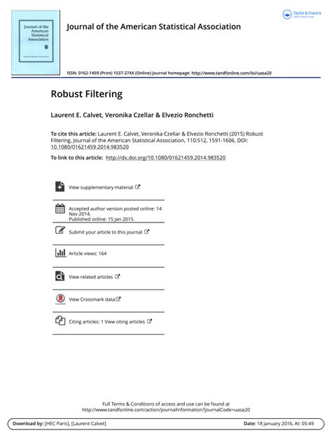 Pdf Robust Filtering