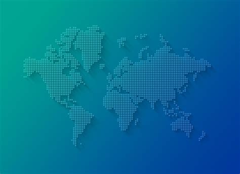 파란색 배경에 점으로 만든 세계 지도 그림 프리미엄 사진