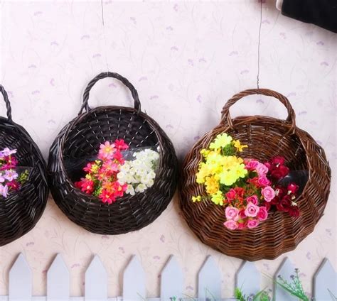 Креативная настенная подвесная натуральная плетеная корзина для цветов Цветочный Горшок Кашпо из