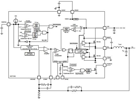 Typical Application For Ncp1592 3 V To 6 V Input 6 A Output Synchronous Buck Pwm Switcher With