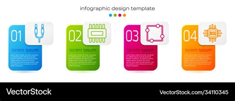 Set Line Audio Jack Processor With Microcircuits Vector Image
