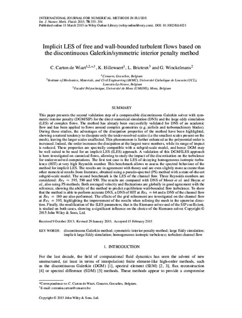 Pdf Implicit Les Of Free And Wall Bounded Turbulent Flows Based On The Discontinuous Galerkin
