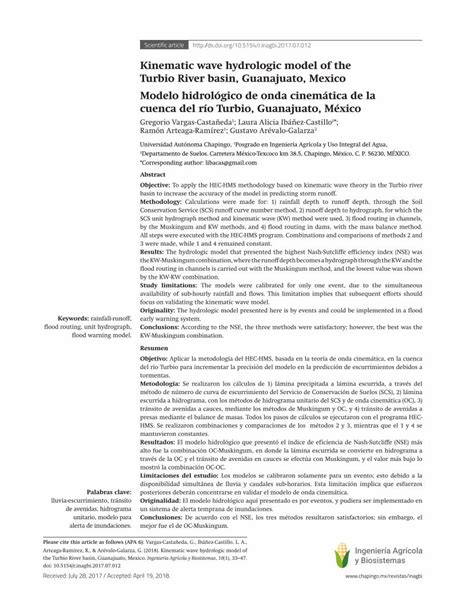 Pdf Kinematic Wave Hydrologic Model Of The Turbio River Basin Dokumen Tips