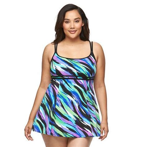 Women S Plus Size Great Lengths Empire Swimdress Swim Dress Flattering Fashion Women