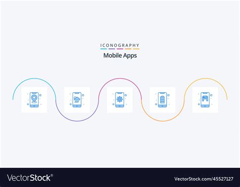 Mobile Apps Blue 5 Icon Pack Including App Vector Image