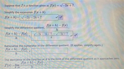 solved suppose that f is a function given as f x −2x 7