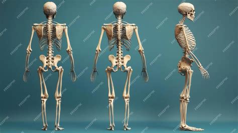 Premium Photo Human Skeleton Anatomy Front Back And Side Views
