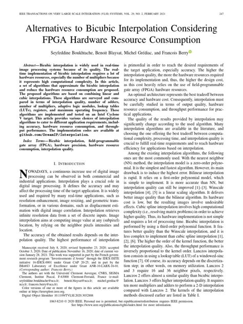 Alternatives To Bicubic Interpolation Considering Fpga Hardware Resource Consumption Pdf