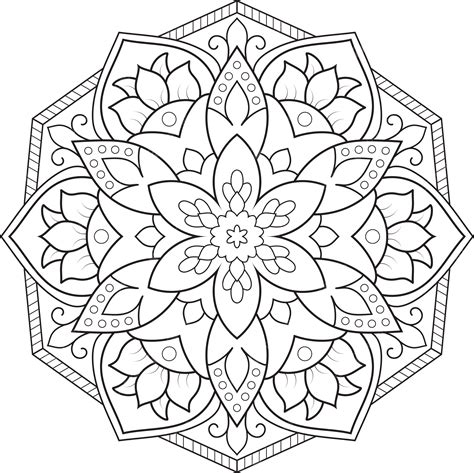꽃 만다라 흑백 라인 아트 디자인 만다라 꽃 만다라 색칠하기 흑백 만다라 Png 일러스트 및 벡터 에 대한 무료 다운로드