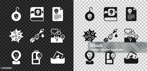 핵폭탄 설정 독극물에 관한 책 방사선 경고 문서 방사능 위치 독성 액체가 담긴 비커 폐기물 통 박테리아 및 독 화살표 아이콘 벡터 0명에 대한 스톡 벡터 아트 및 기타