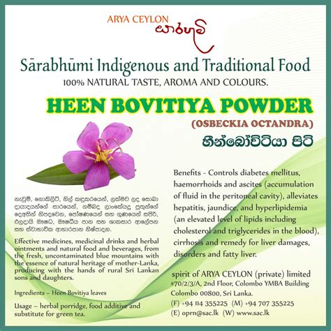 Heen Bovitiya Osbeckia Octandra Leaves Powder Relieve Fatty Liver SĀra BhŪmi හීන් බෝවිටියා