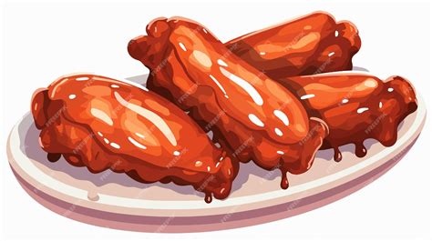 Delicious Bbq Chicken Wing Flat Vector Illustration Clipart Premium