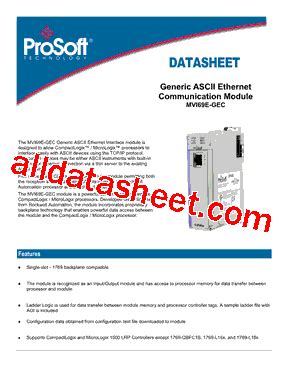 MVI69E GEC Datasheet PDF Prosoft Technology