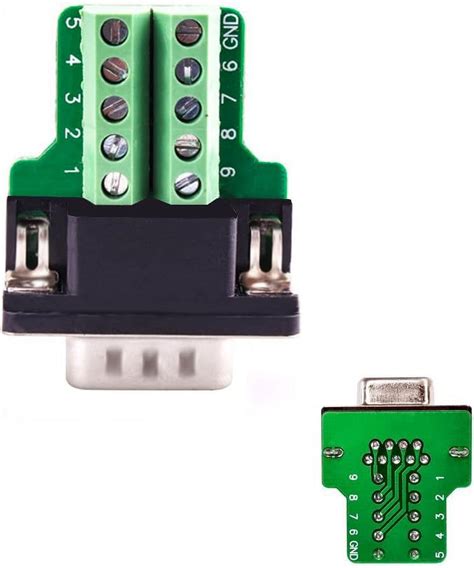 Yiovvom Db9 Breakout Connector To Wiring Terminal Rs232 D Sub Male Serial Adapters Port Breakout