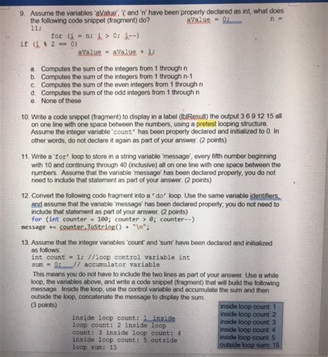 Solved 1 The Three Sections Of The For Loop Are Most