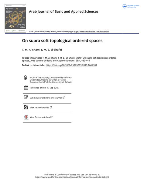 Pdf On Supra Soft Topological Ordered Spaces