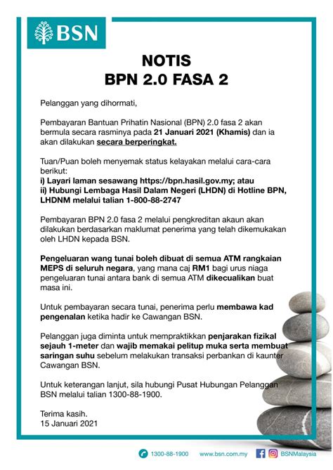 Bayaran Bpn 2 0 Fasa 2 Untuk Penerima Tunai And M40 Mulai 25 Januari