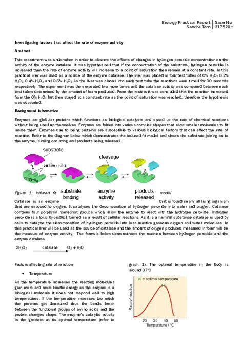 Possible Sources Of Error In Enzyme Catalase Lab Jaylin Has Pruitt