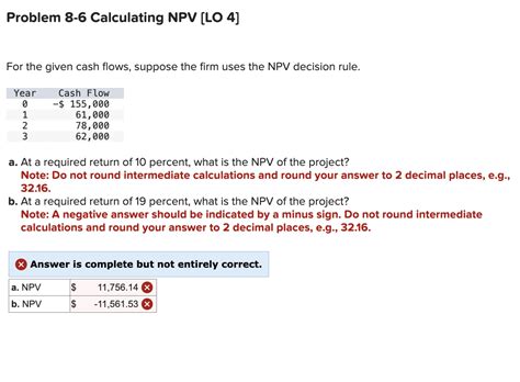 Solved Problem 8 6 ﻿calculating Npv [lo 4] ﻿for The Given