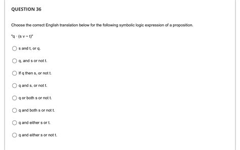 Choose The Correct English Translation Below For The