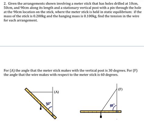 Solved Given The Arrangements Shown Involving A Meter Stick Chegg Com