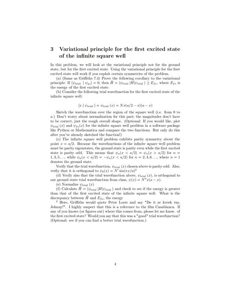 Solved 3 Variational Principle For The First Excited State