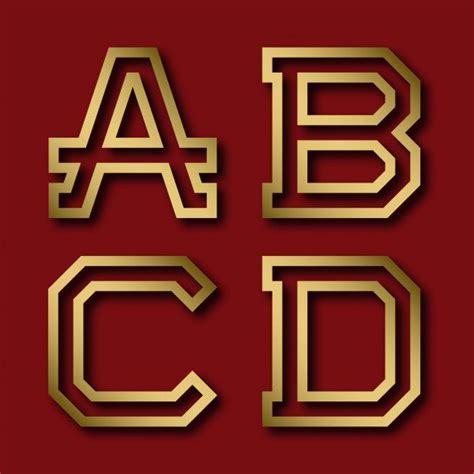 Gold Angular Letters With Shadow