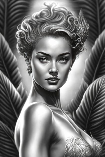 Dibujo Para Colorear Mujeres Exóticas En Escala De Grises Foto Premium