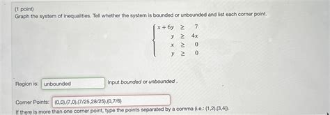 solved 1 ﻿point graph the system of inequalities tell